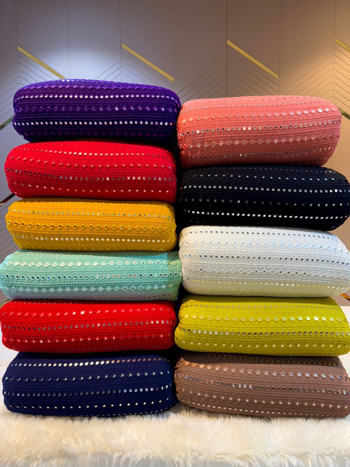 Pure Viscose Georgette Mirror Stripe Embroidery 44 Inch Width – Fabric ...