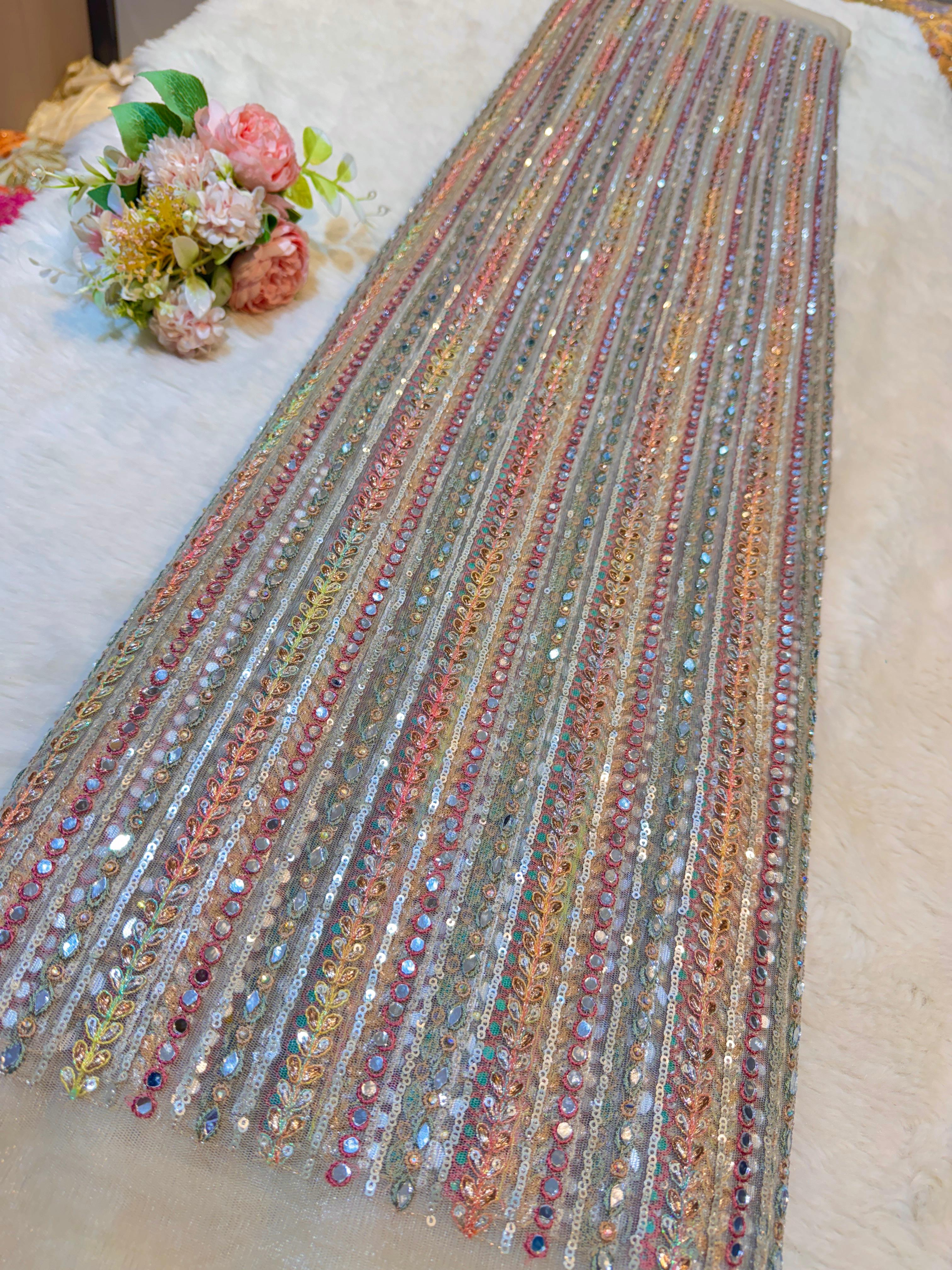 Zyra Net Real Mirror Stripe Embroidery 48 inch width – Fabric Forever