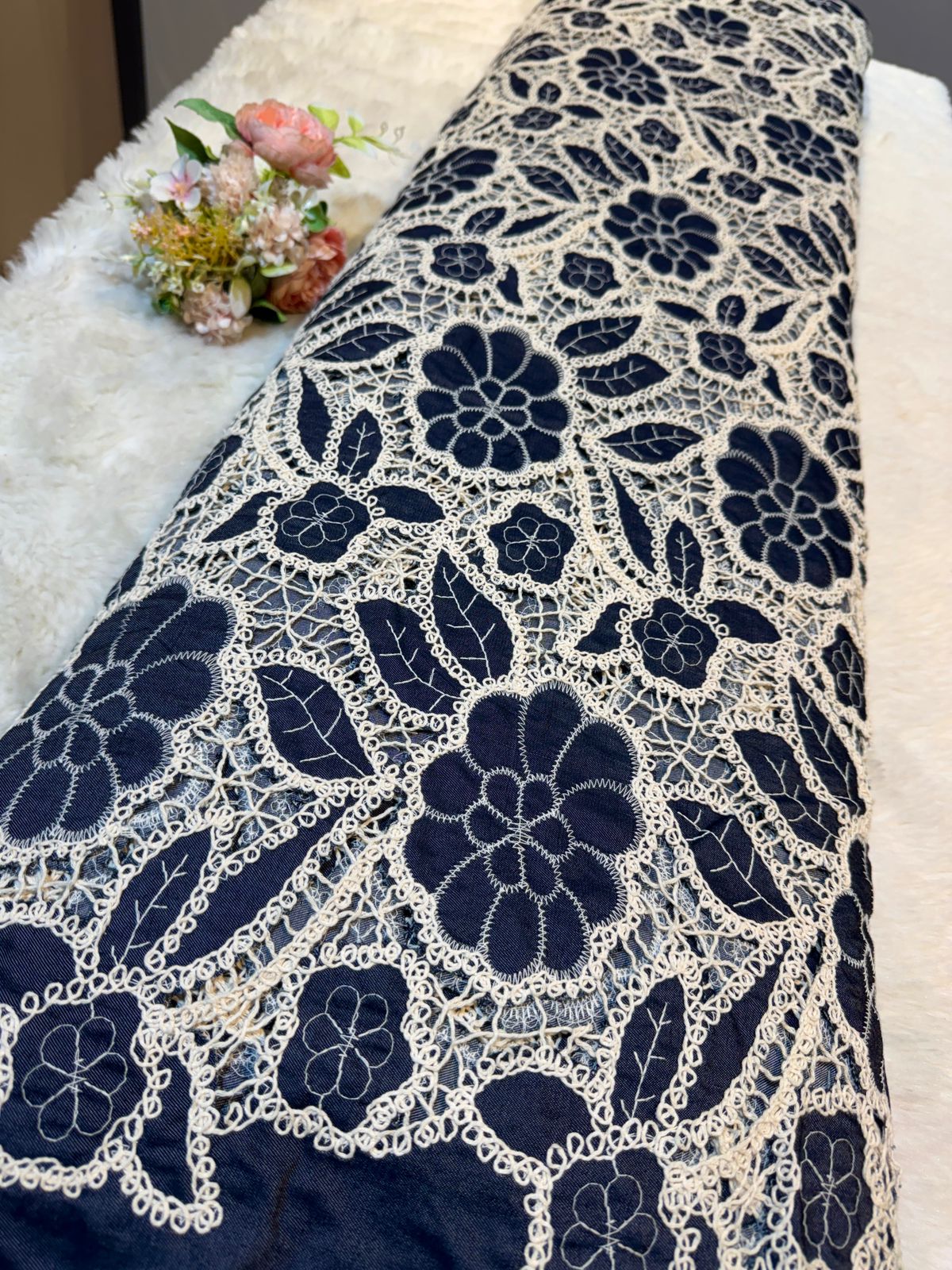 (Precut of 1 Meter) Denim Crochet Fabric big width 50 inch – Fabric Forever