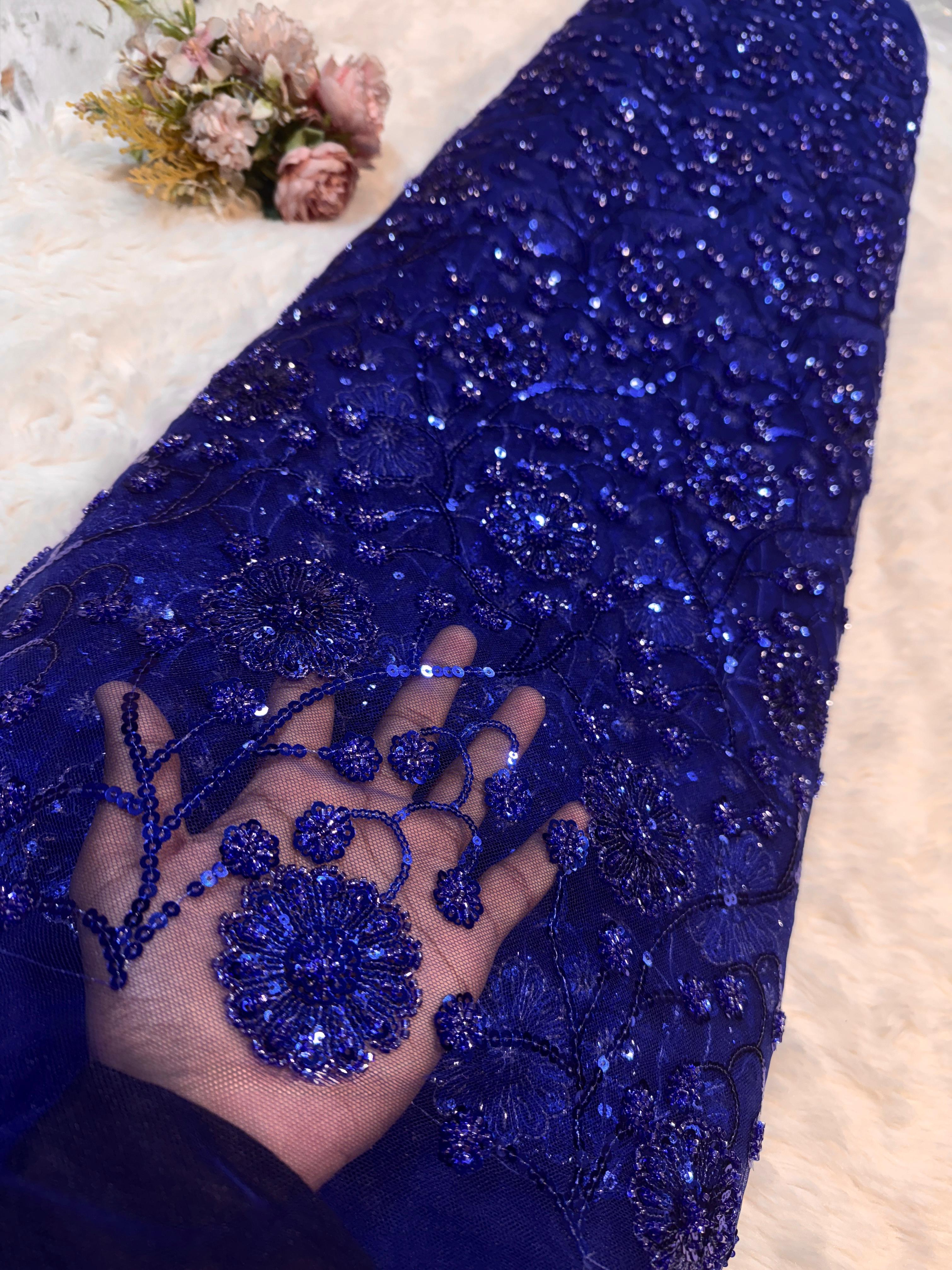Electric Blue Handwork Net Embroidery 54 inch width – Fabric Forever