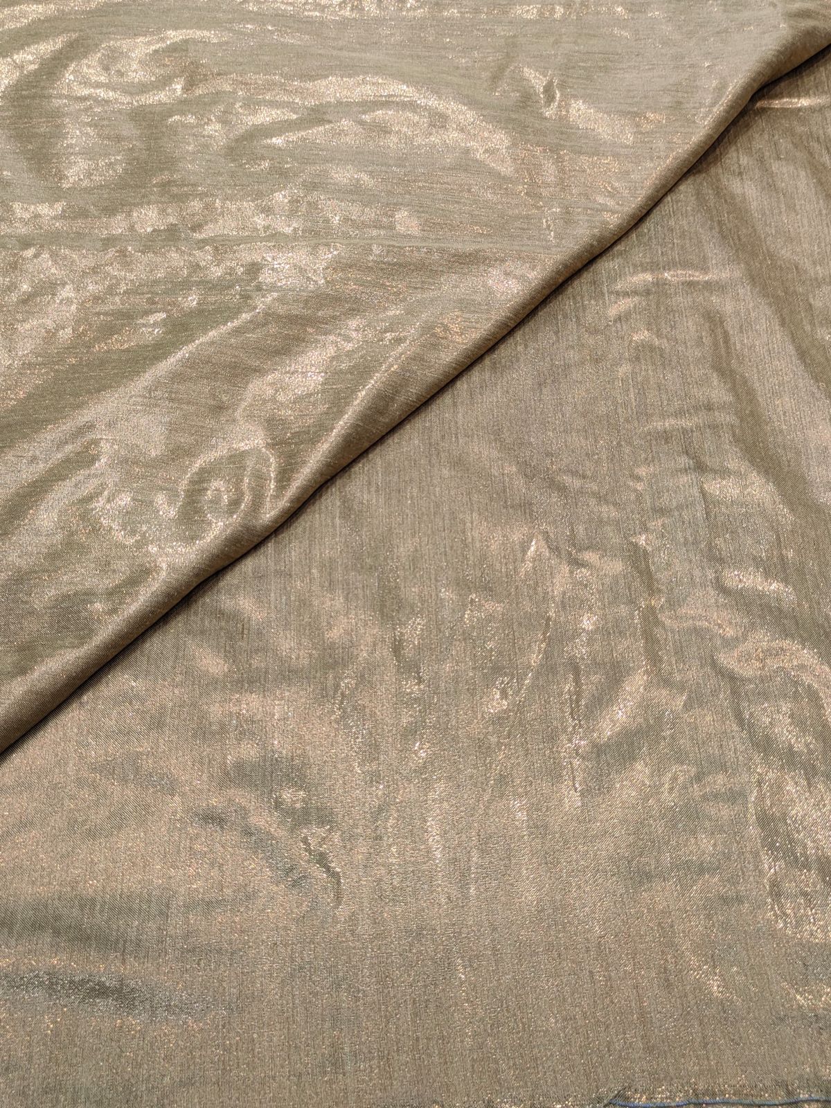 Pure Banarasi Zari Shimmer Fabric 44 inch width Copper Color – Fabric ...