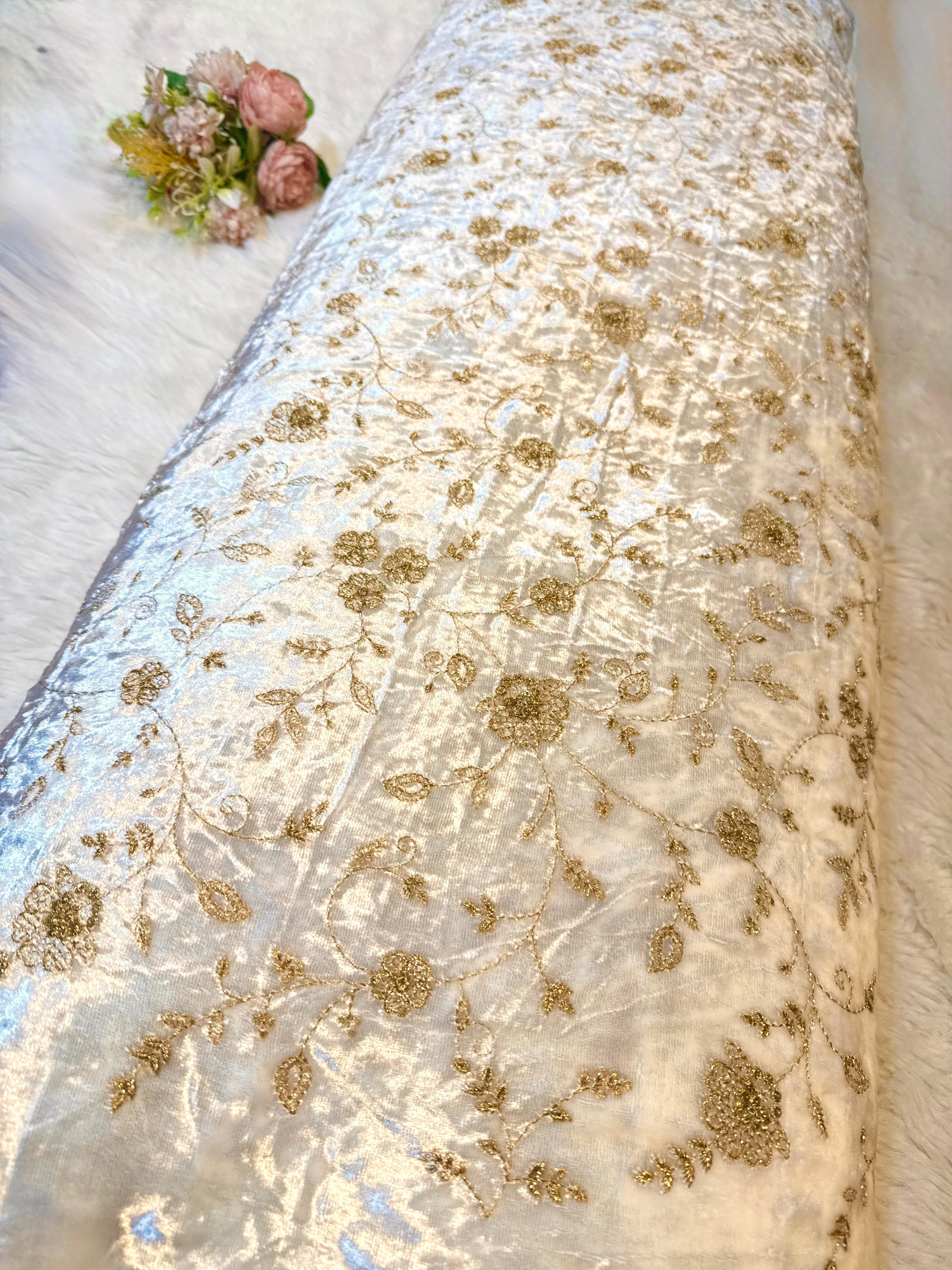 Pure Velvet Dyeable Embroidery With Floral Zari Jal 44 inch width ...