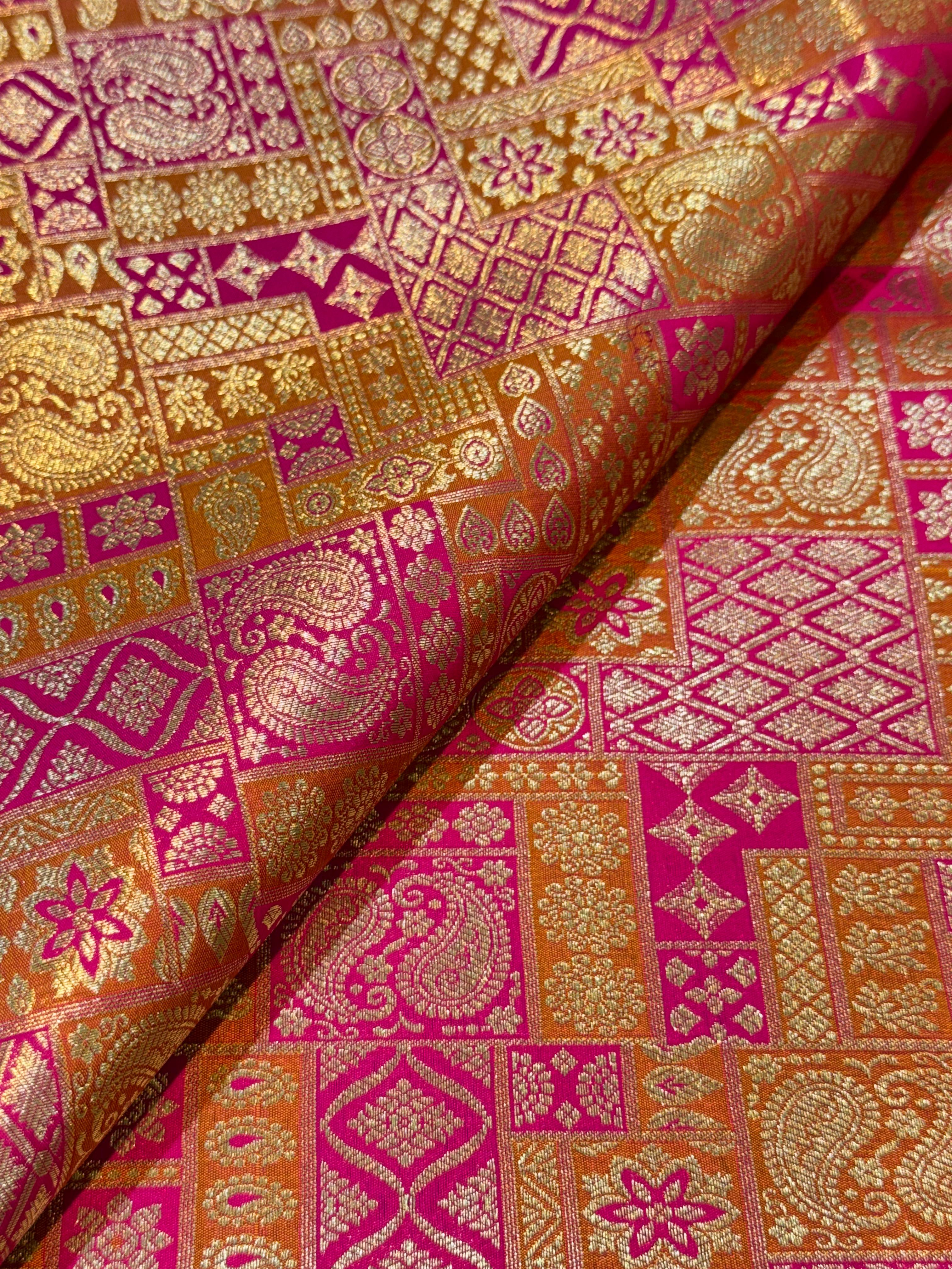 Magenta Pure Banarasi Silk Brocade 44 inch width – Fabric Forever