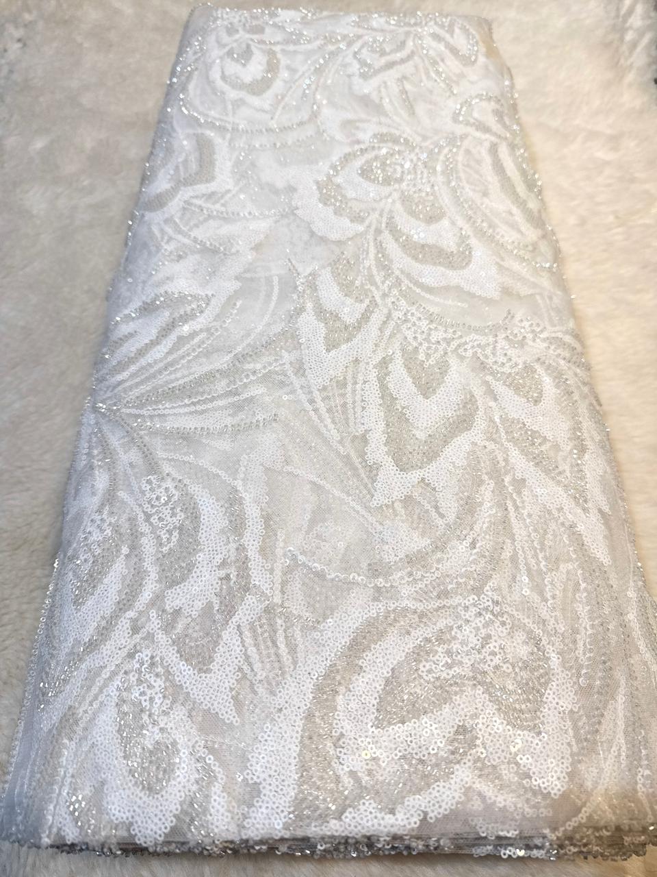 White Net Imported Handwork Embroidery with Sequins and Cutdana work 5 ...