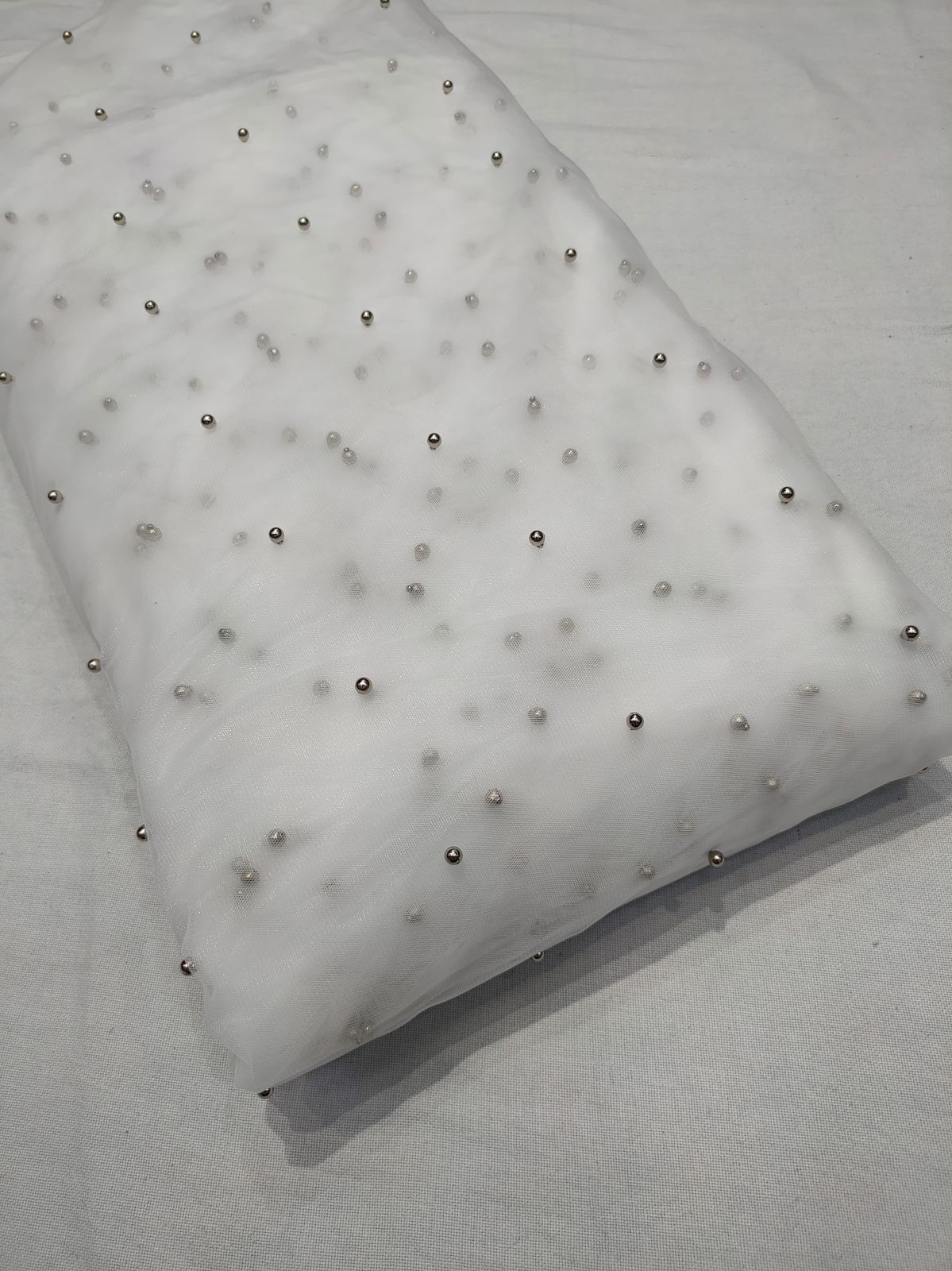 Net with Silver Pearl Studded 44 inch width Dyeable – Fabric Forever