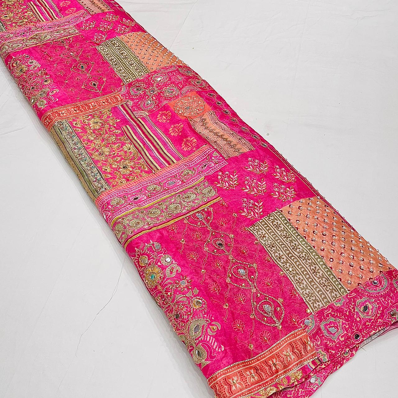 Pure Chinon Sheesh Mahal Handwork Embroidery alia – Fabric Forever