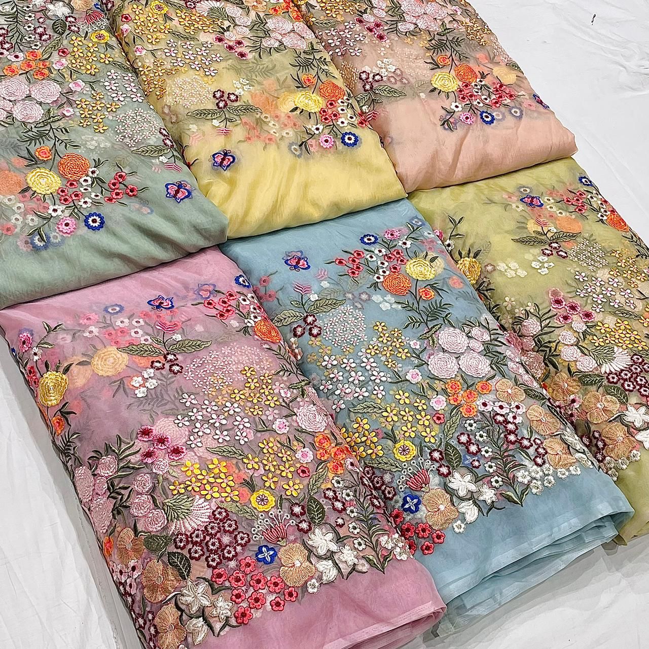 Kiara Organza Thread and Zari Embroidery With Daaman Design – Fabric ...